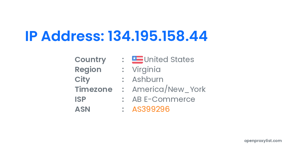 Open Proxy List - Proxy 134.195.158.44 Information