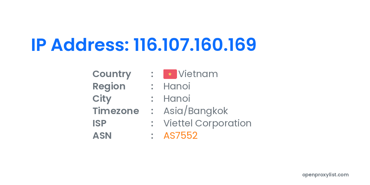 Open Proxy List - Proxy 116.107.160.169 Information