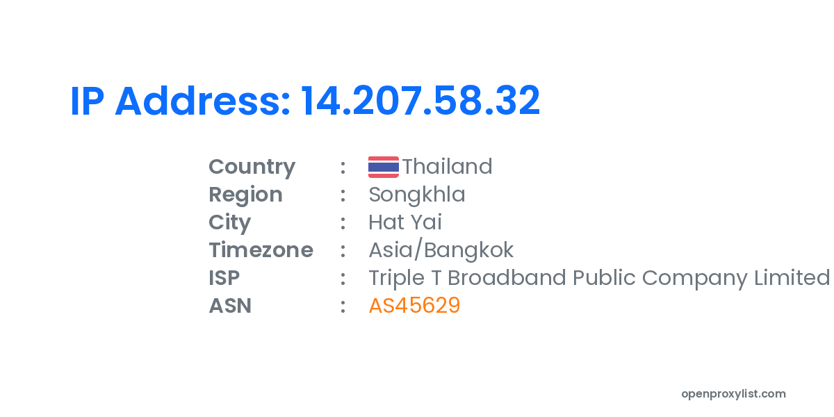 Open Proxy List - Proxy 14.207.58.32 Information Open Proxy List - Proxy 14.207.58.32 Information