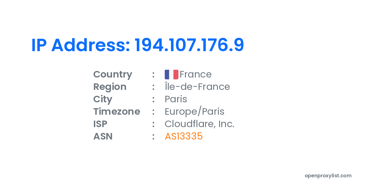Open Proxy List - Proxy 194.107.176.9 Information