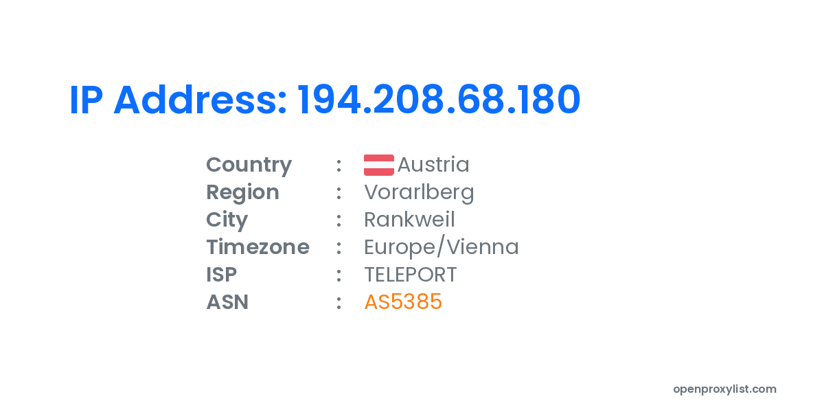 Open Proxy List - Proxy 194.208.68.180 Information Open Proxy List - Proxy 194.208.68.180 Information