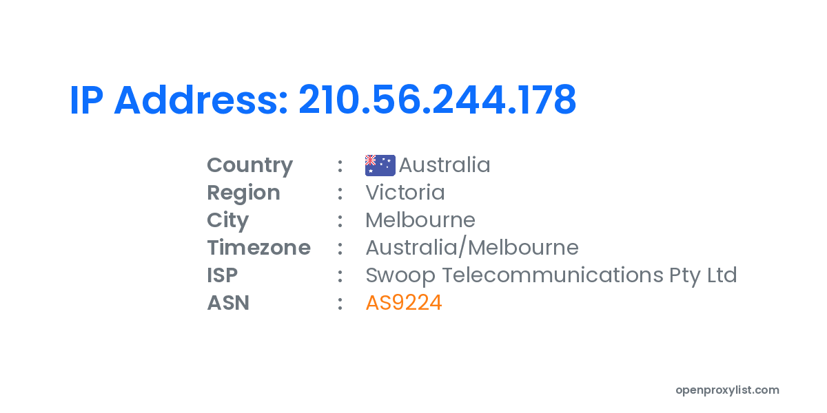 Open Proxy List - Proxy 210.56.244.178 Information Open Proxy List - Proxy 210.56.244.178 Information