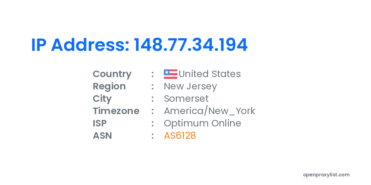Open Proxy List - Proxy 148.77.34.194 Information