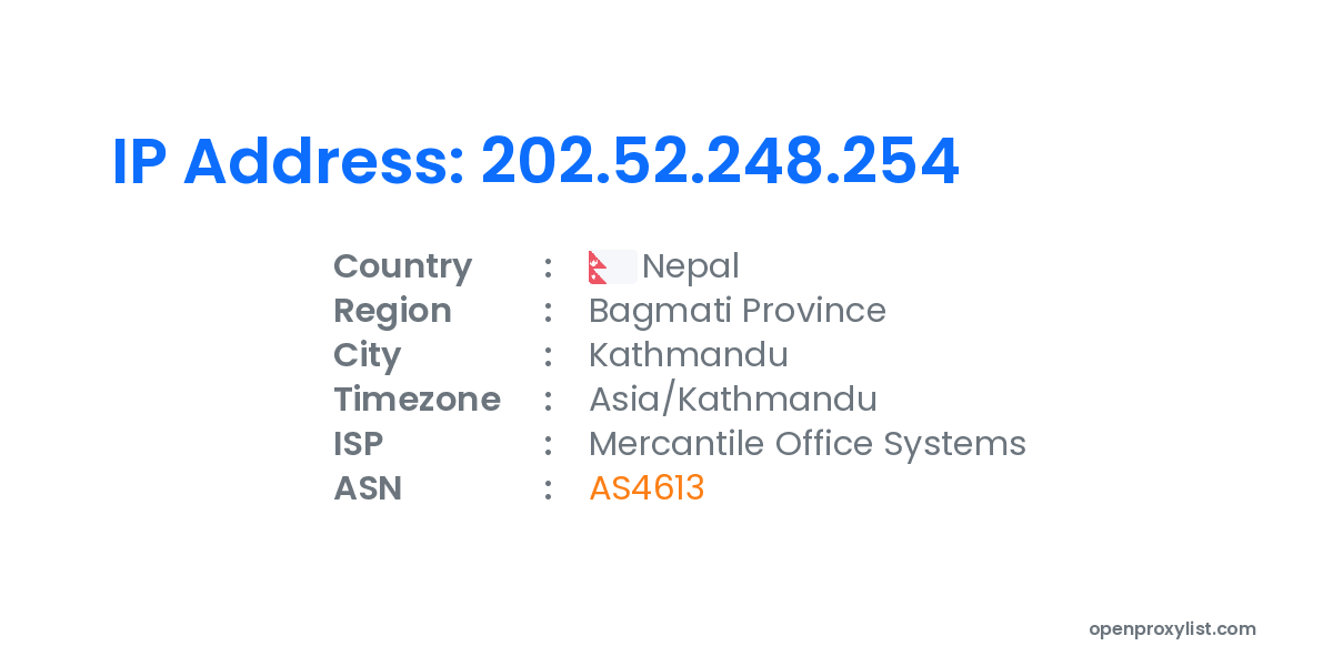 Open Proxy List - Proxy 202.52.248.254 Information Open Proxy List - Proxy 202.52.248.254 Information