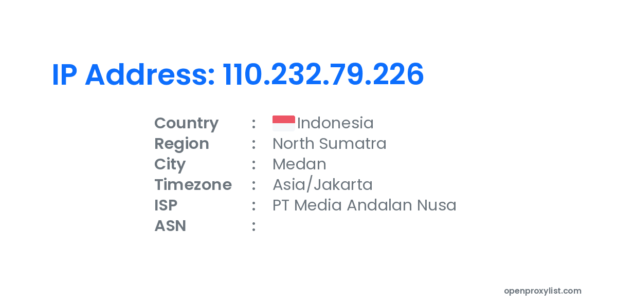 Open Proxy List - Proxy 110.232.79.226 Information
