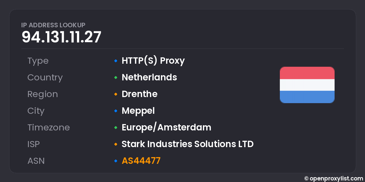Open Proxy List — HTTP(S) Proxy Server Netherlands #21788050