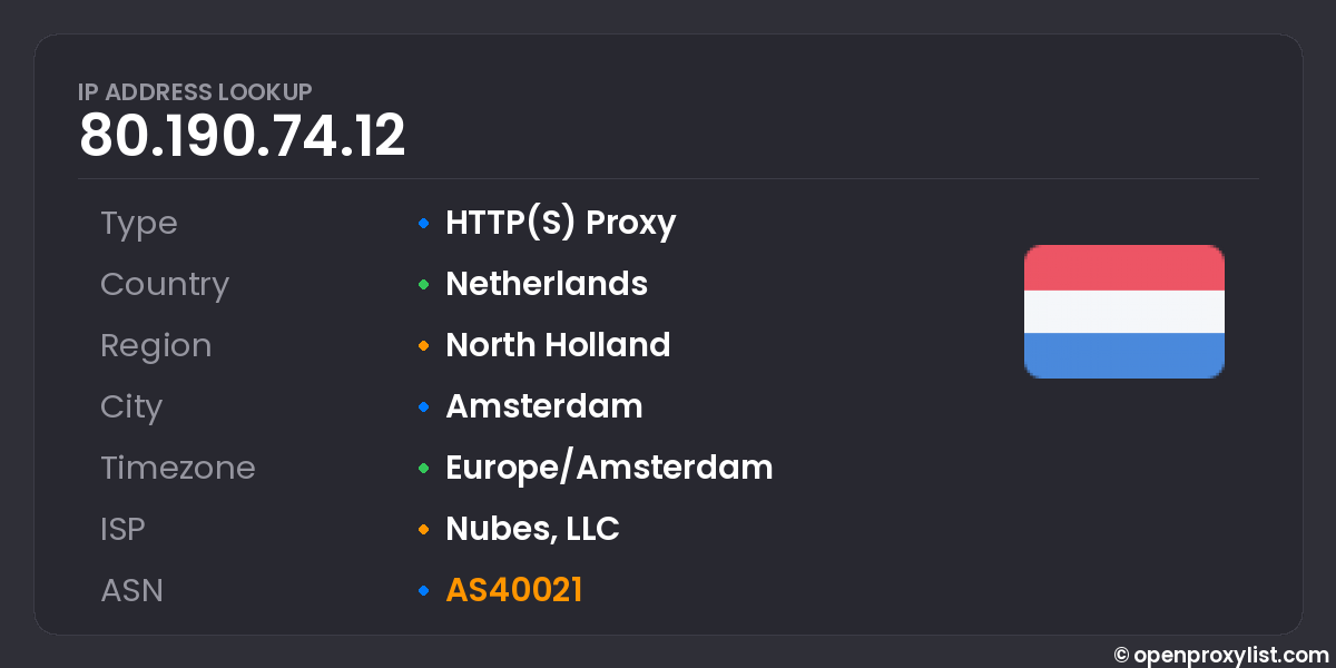 Open Proxy List — HTTP(S) Proxy Server Netherlands #21895977