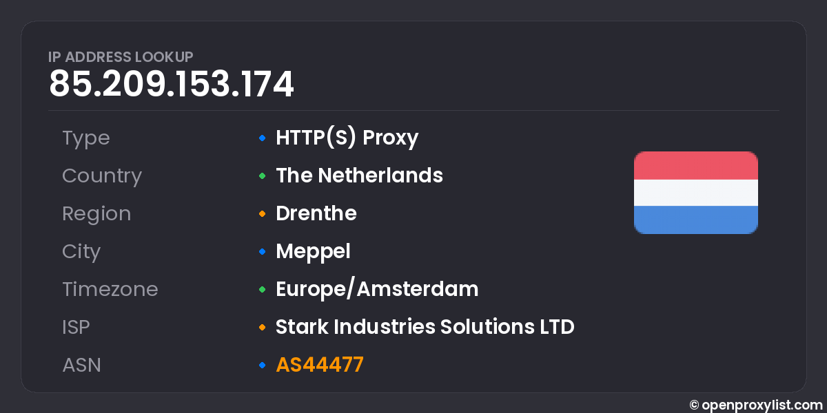 Open Proxy List — HTTP(S) Proxy Server The Netherlands #23162922