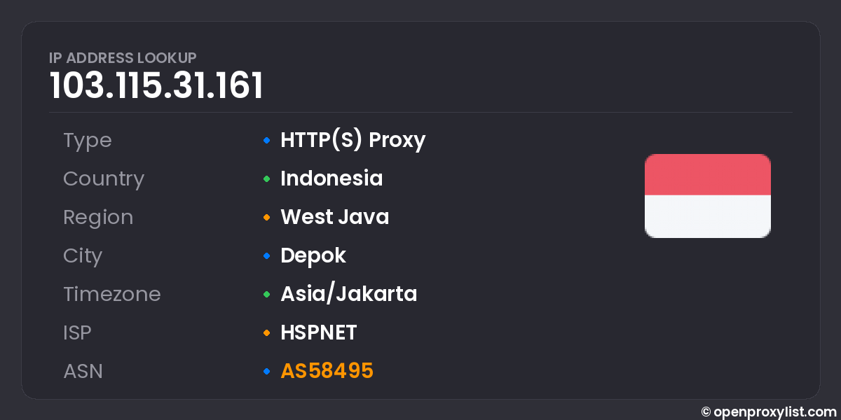 Open Proxy List — HTTP(S) Proxy Server Indonesia #23186247
