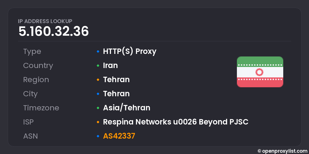 Open Proxy List — HTTP(S) Proxy Server Iran #23272100