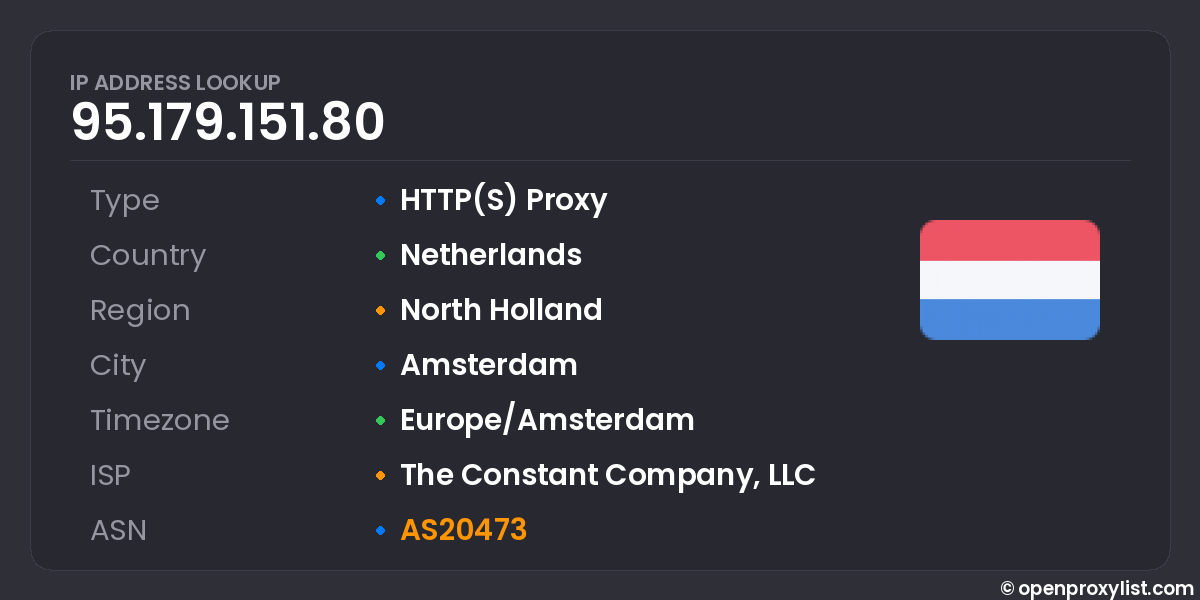 Open Proxy List — HTTP(S) Proxy Server Netherlands #455770
