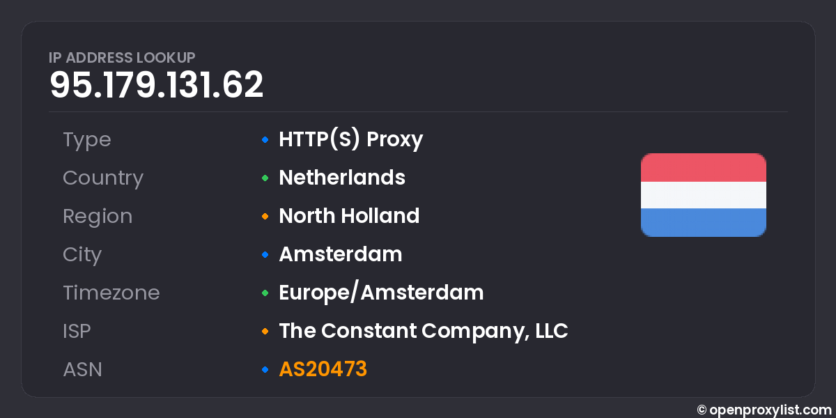 Open Proxy List — HTTP(S) Proxy Server Netherlands #475693