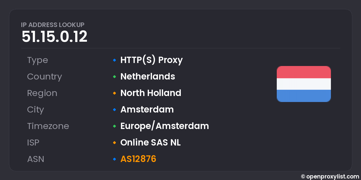 Open Proxy List — HTTP(S) Proxy Server Netherlands #5366509