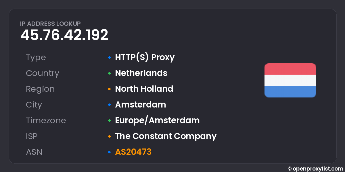 Open Proxy List — HTTP(S) Proxy Server Netherlands #62080