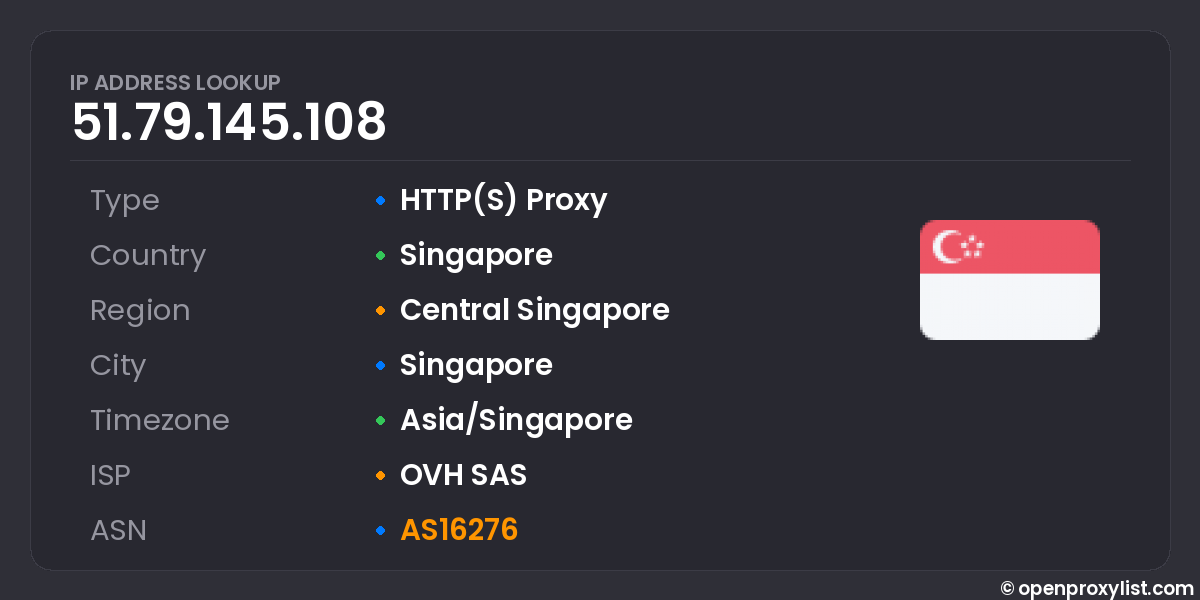 Open Proxy List — HTTP(S) Proxy Server Singapore #69806