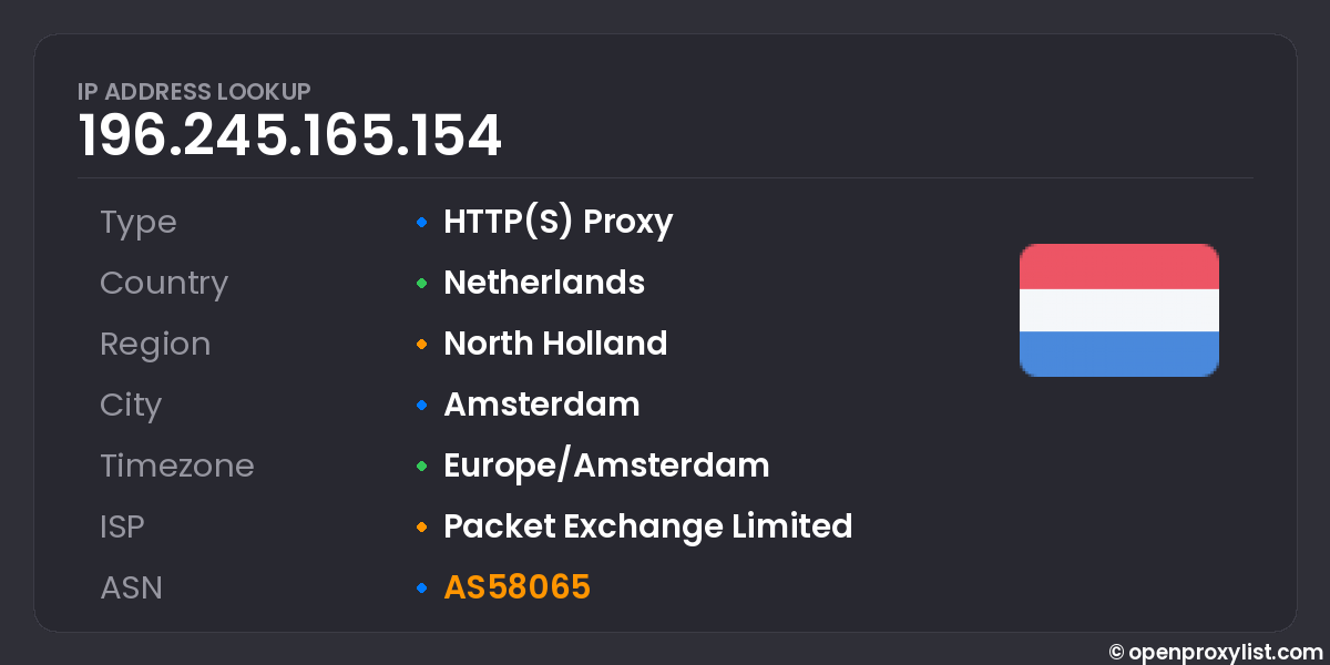 Open Proxy List — HTTP(S) Proxy Server Netherlands #79482