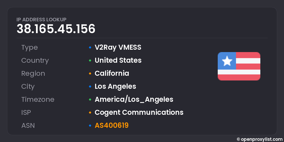 Open Proxy List — V2Ray vmess Server United States #12296203